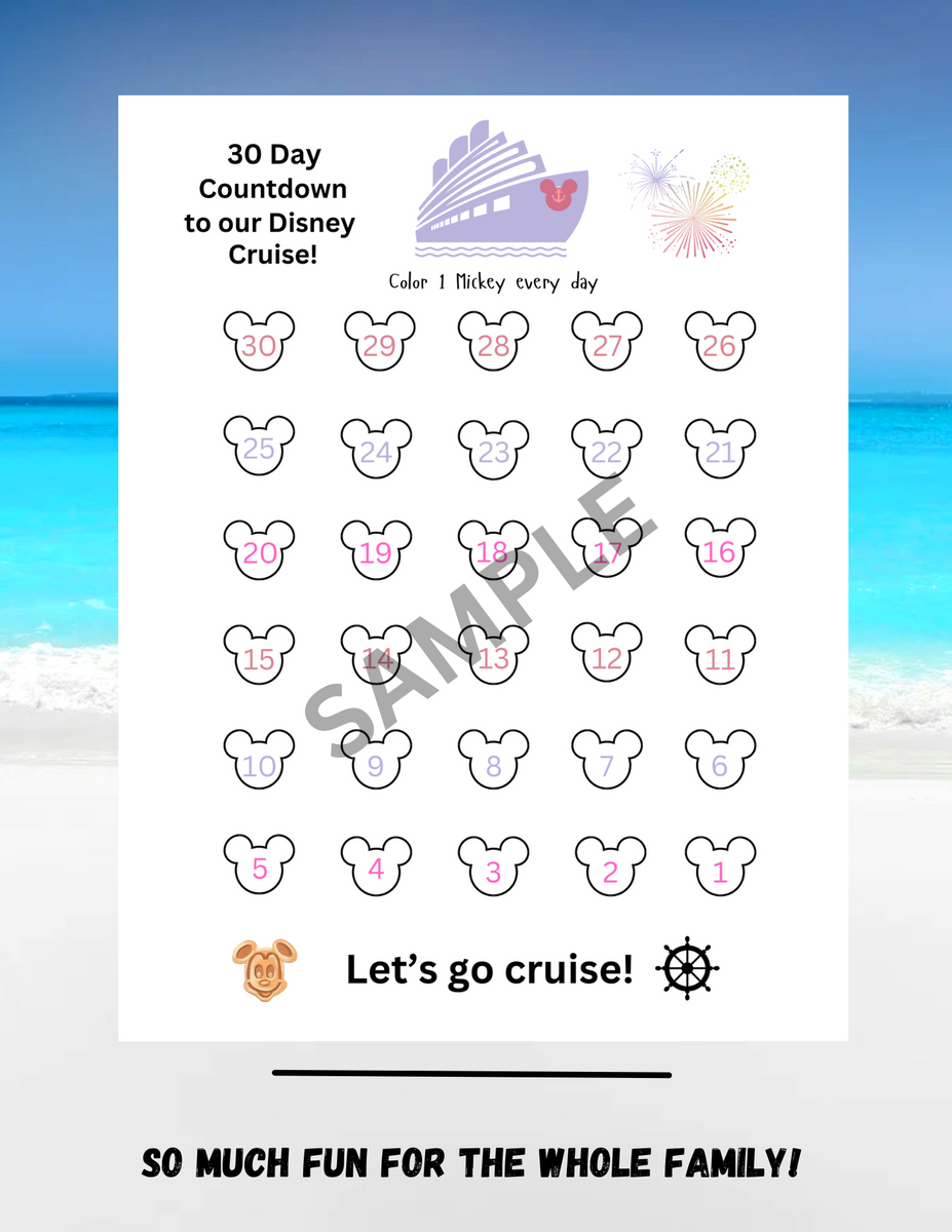 30 Day Disney Cruise Countdown Calendar Trip Reveal digital download ...